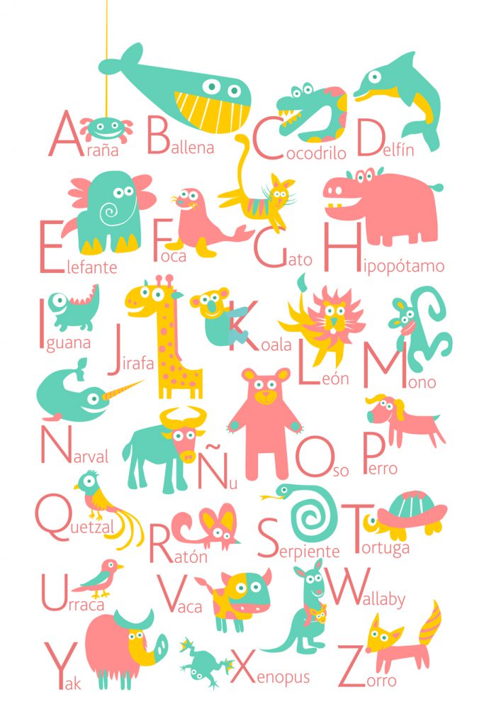 SPANISH Animals Alphabet Poster – PUKACA