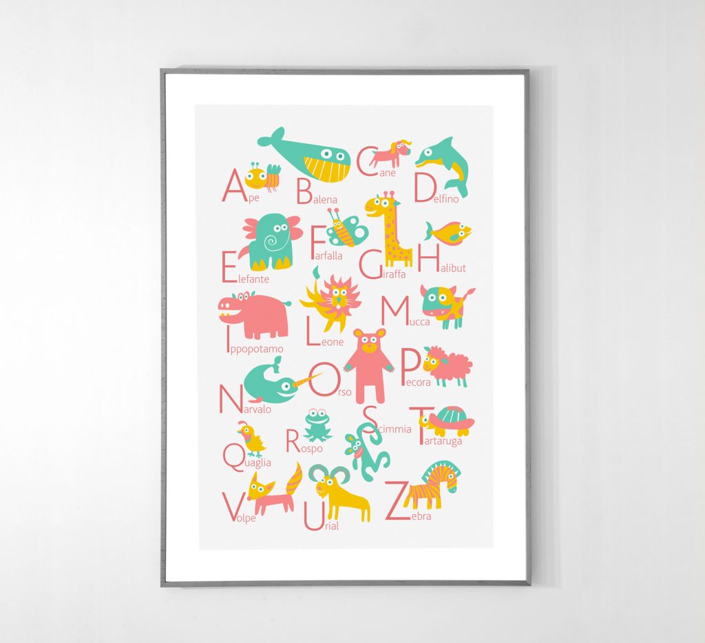 ITALIAN Animals Alphabet Poster – PUKACA